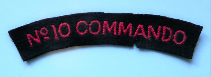 The Quartermaster's Store | Rare Number 10 Commando Cloth shoulder title in a red on black block ...
